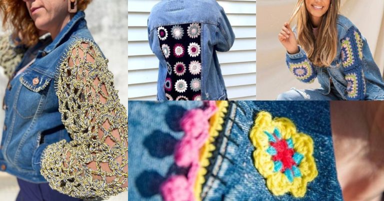 Idées pour customiser des vestes en jean avec du crochet