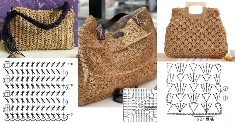 Beaux modèles de sacs en raphia au crochet